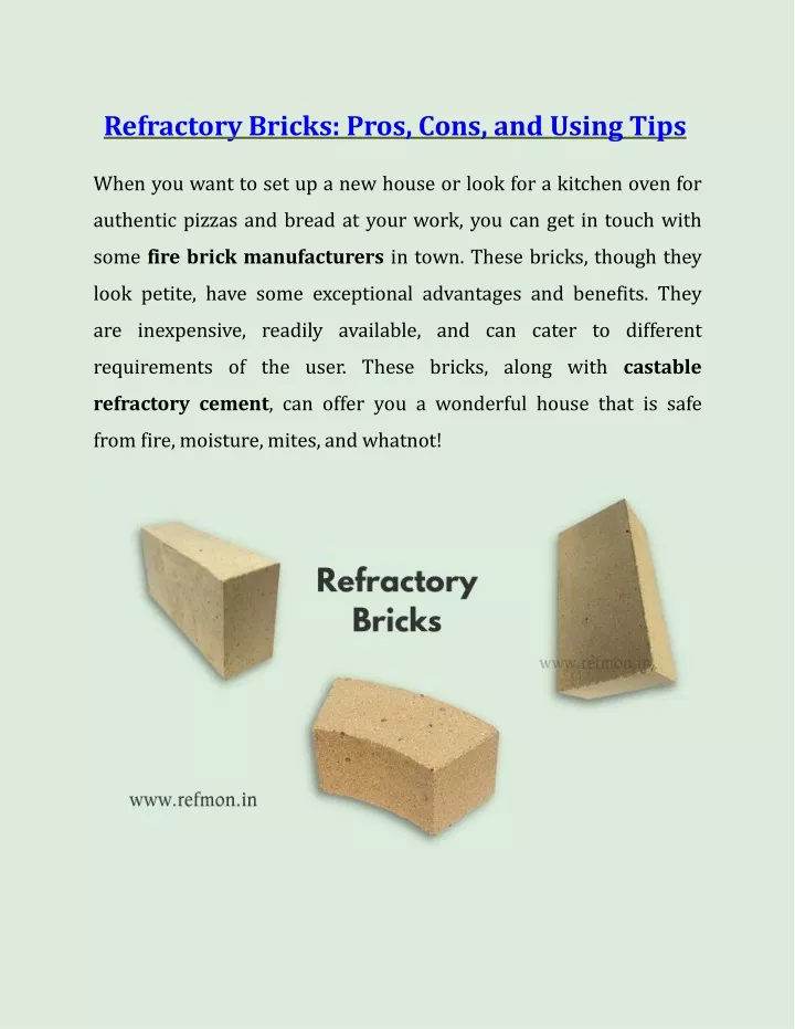 PPT - Refractory Bricks: Pros, Cons, and Using Tips PowerPoint Presentation - ID:11455949
