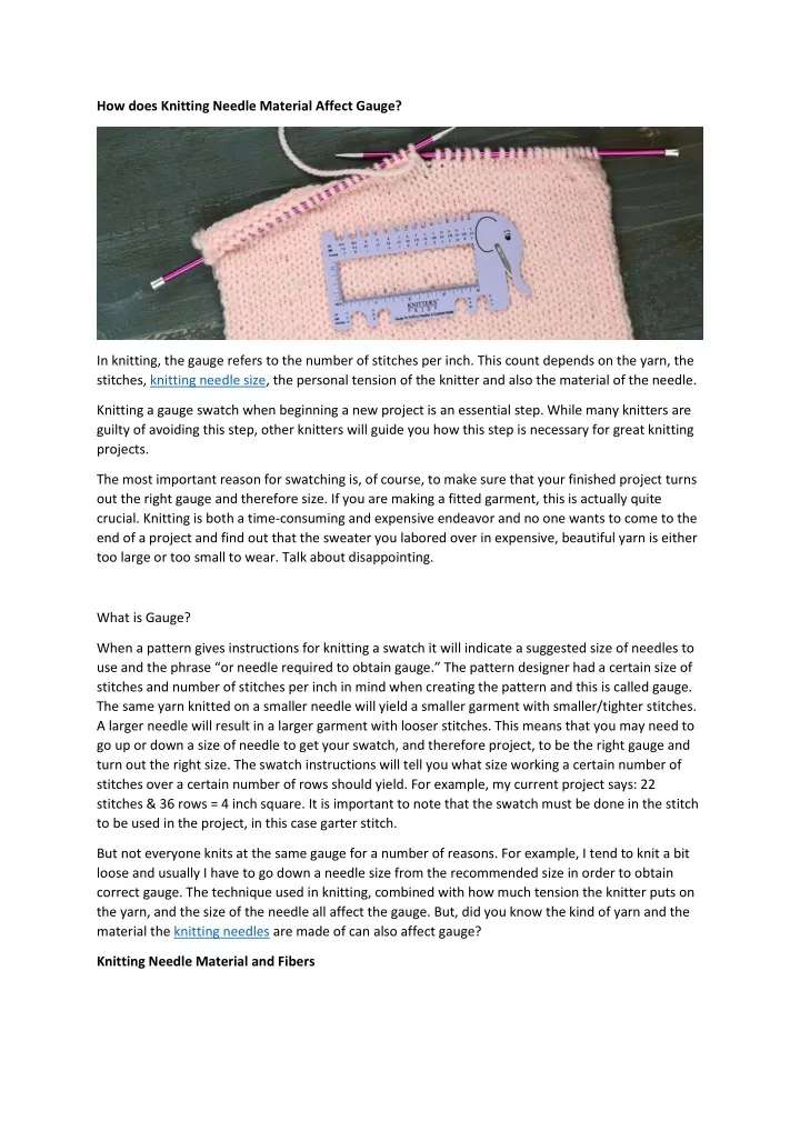 PPT - How does Knitting Needle Material Affect Gauge PowerPoint Presentation - ID:11456104
