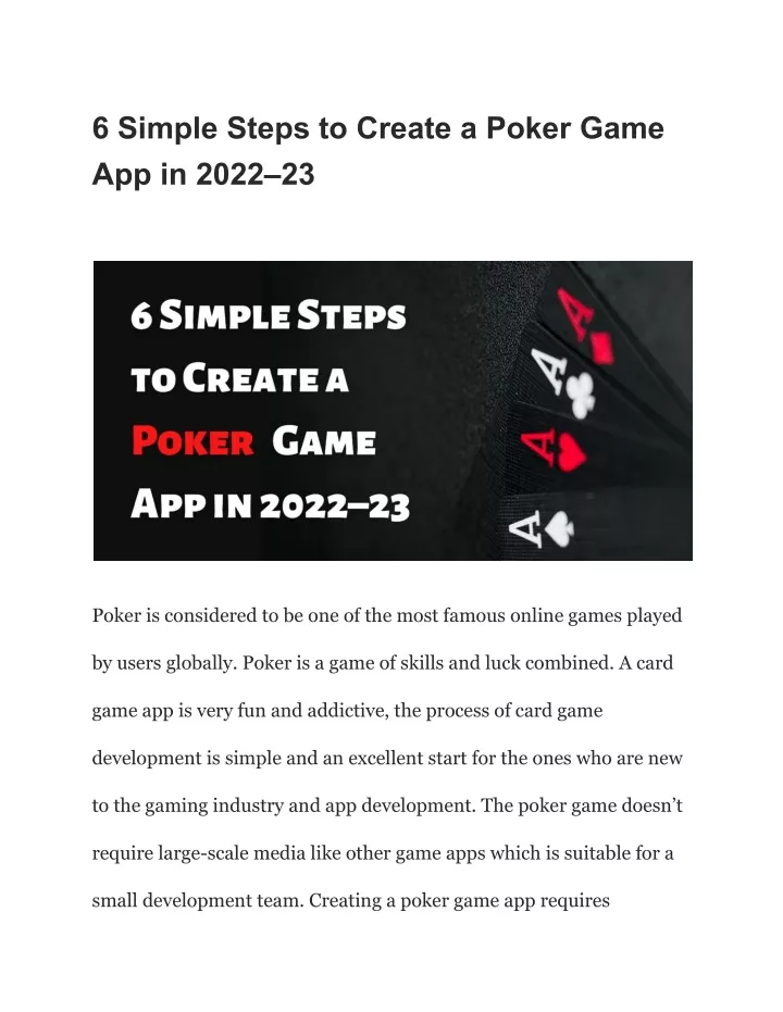 PPT - 6 Simple Steps to Create a Poker Game App in 2022 PowerPoint ...
