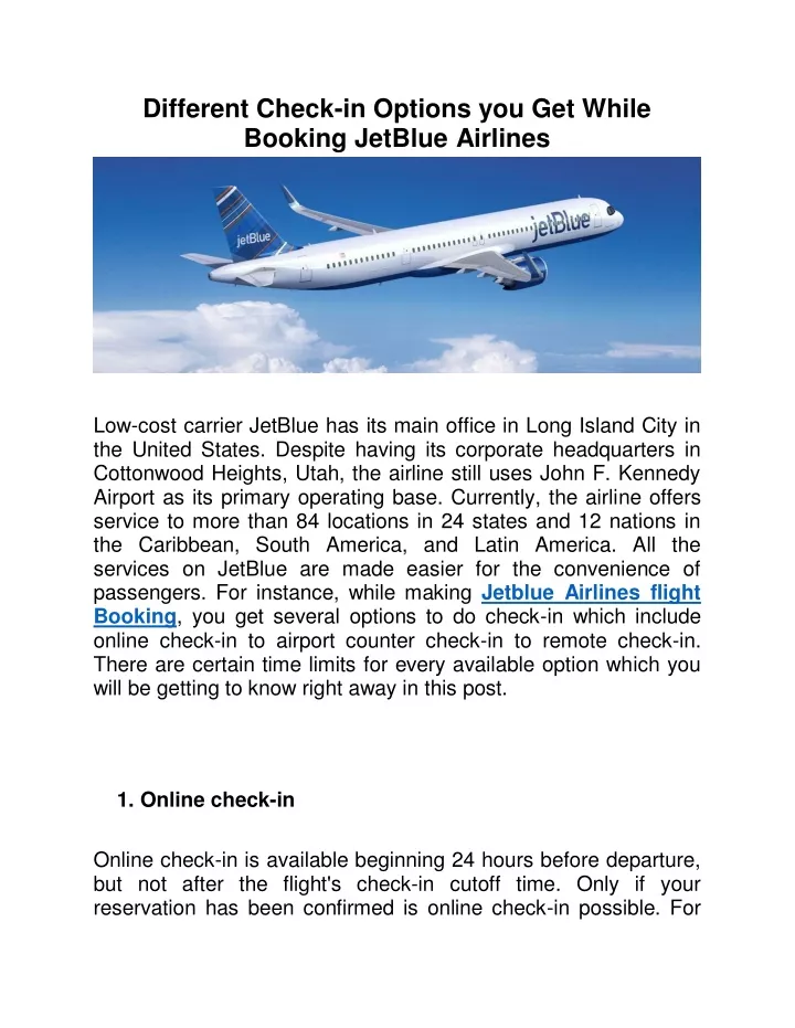 PPT - Different Check-in options you get while booking Jetblue ...