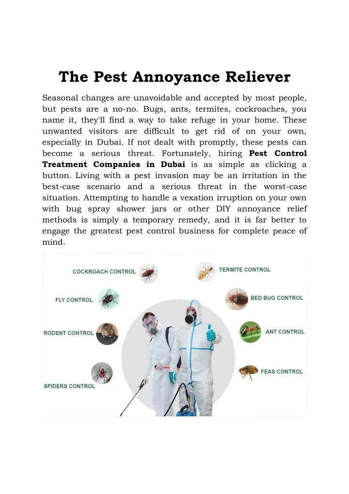 PPT - The Pest Annoyance Reliever PowerPoint Presentation, free ...
