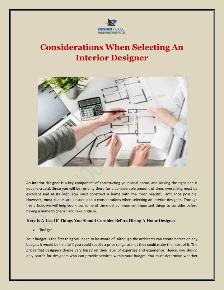 PPT - Considerations When Selecting An Interior Designer PowerPoint ...