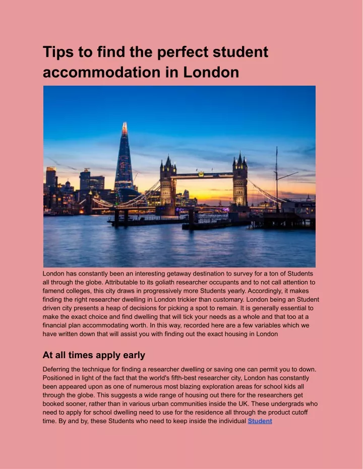 PPT - Tips to find the perfect student accommodation in London ...