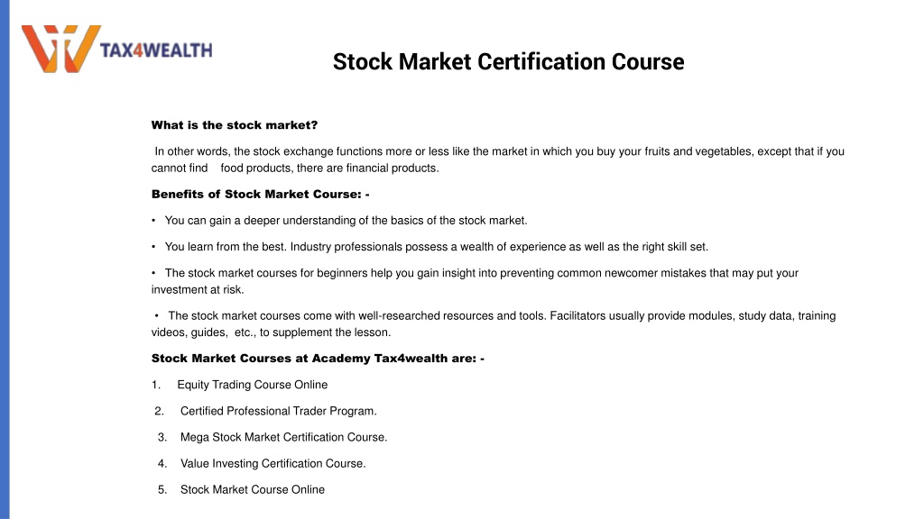 PPT - Best Stock Market Course for Beginners-Stock Market Courses ...