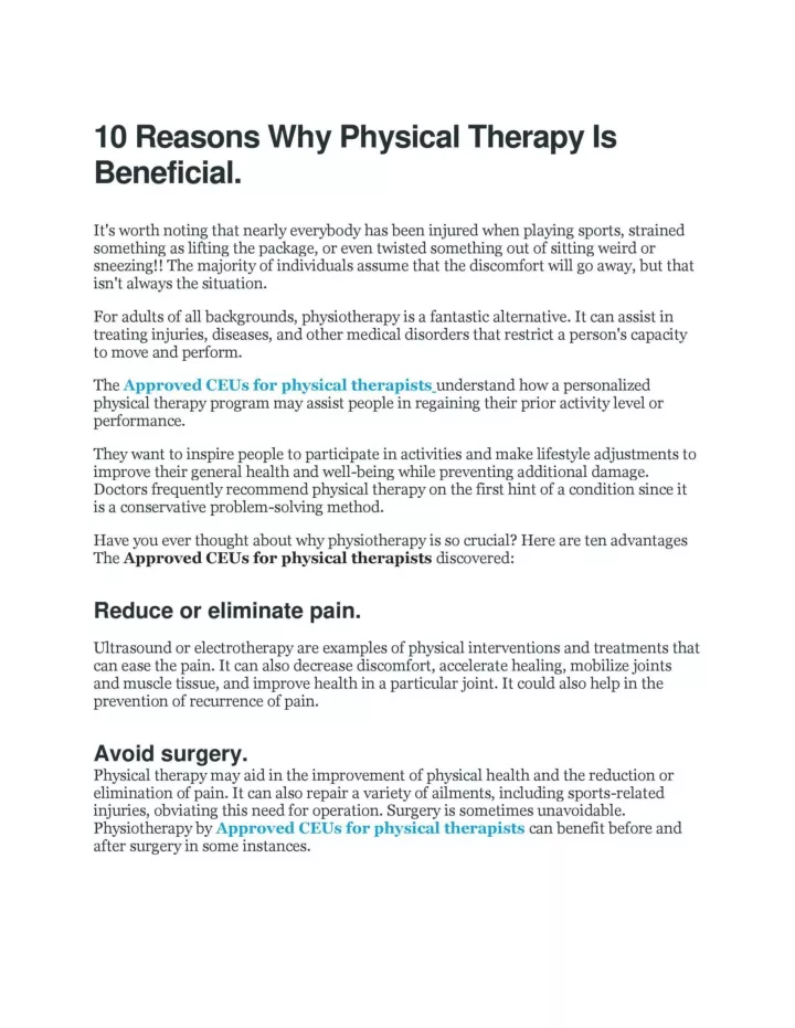 PPT - 10 Reasons Why Physical Therapy Is Beneficial PowerPoint ...