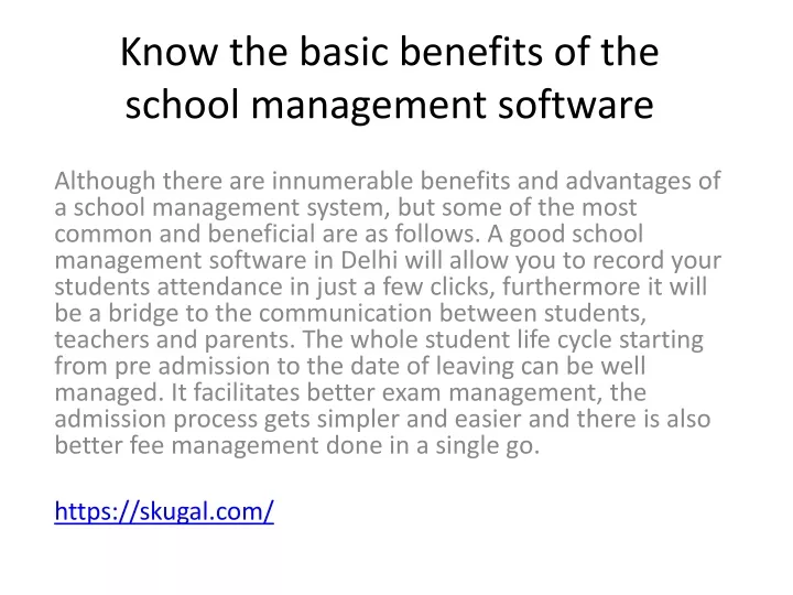 PPT - Know the basic benefits of the school management PowerPoint Presentation - ID:11460192