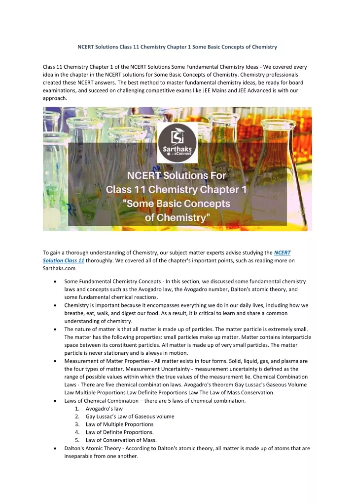 PPT - NCERT Solutions Class 11 Chemistry Chapter 1 Some Basic Concepts ...