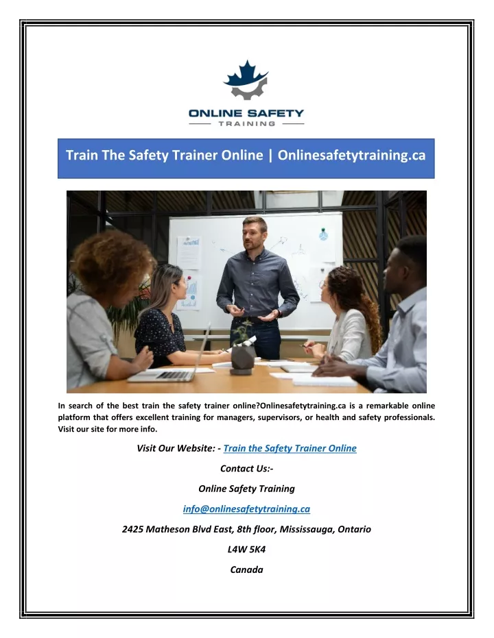 PPT - Train The Safety Trainer Online | Onlinesafetytraining.ca ...