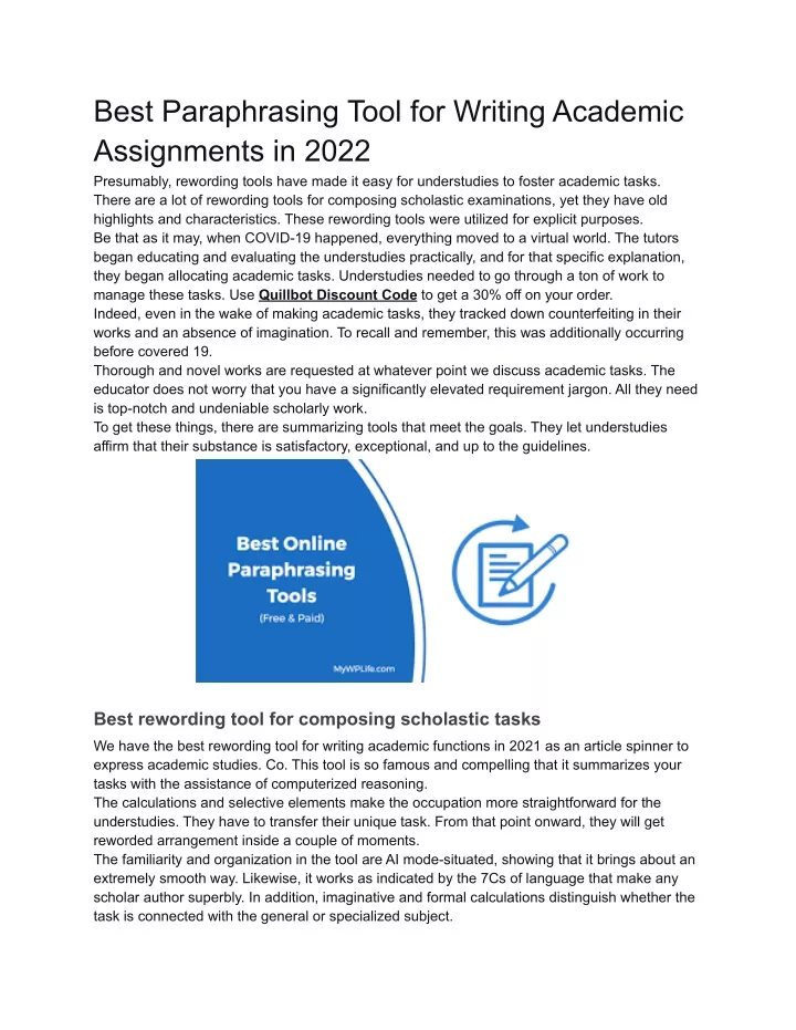 PPT - Best Paraphrasing Tool for Writing Academic Assignments in 2022 ...