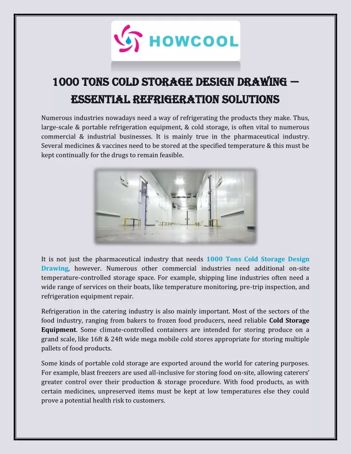 PPT - 1000 Tons Cold Storage Design Drawing — Essential Refrigeration ...
