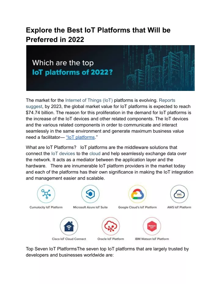 PPT - Explore the Best IoT Platforms that Will be Preferred in 2022 ...