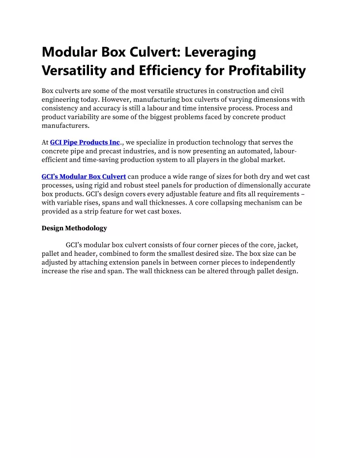 PPT - Modular Box Culvert: Leveraging Versatility and Efficiency for ...