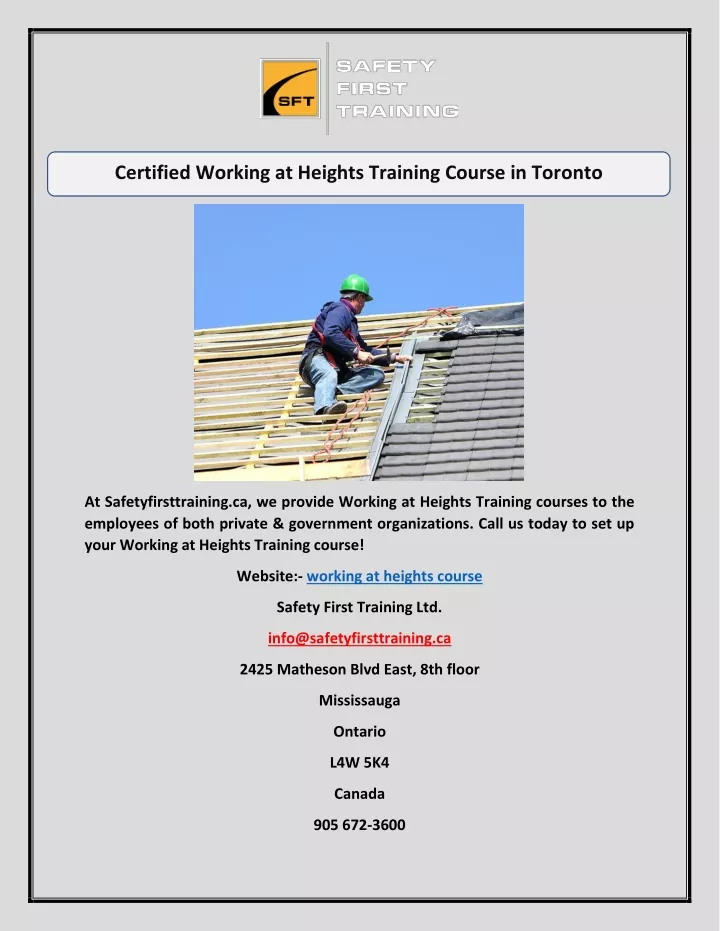 PPT - Certified Working at Heights Training Course in Toronto ...