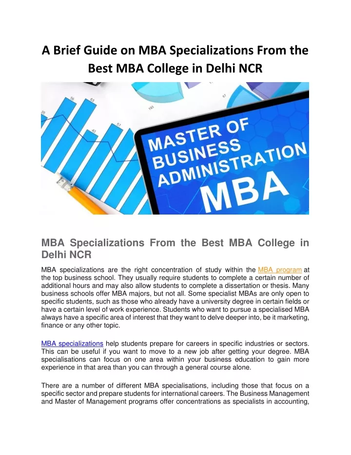 PPT - A Brief Guide on MBA Specializations From the Best MBA College in ...