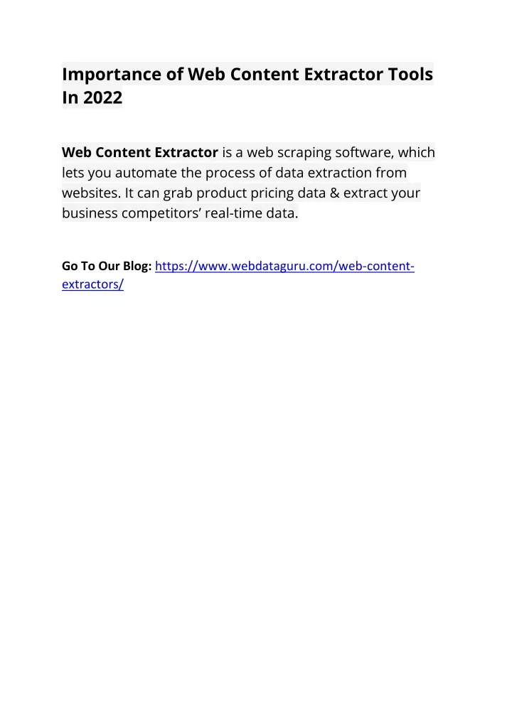 Ppt Importance Of Web Content Extractor Tools In 2022 Powerpoint Presentation Id 11477367