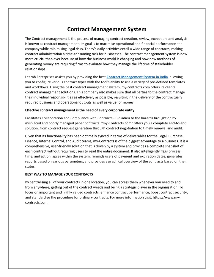 PPT - Contract Management System PowerPoint Presentation, free download ...