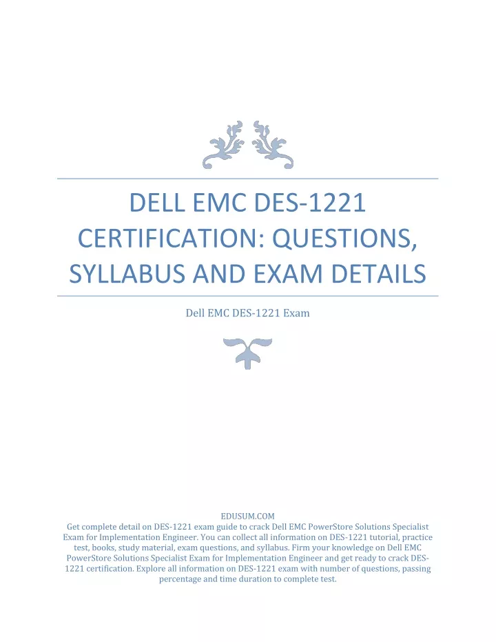 PPT - Dell EMC DES-1221 Certification: Questions, Syllabus and Exam ...