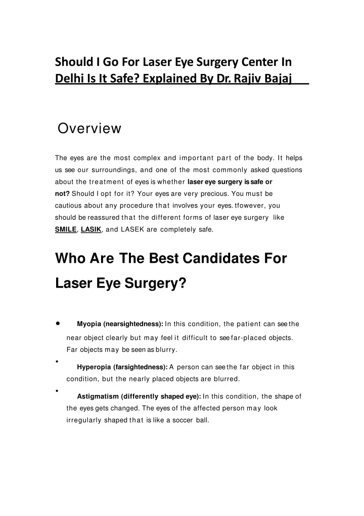 PPT - Should I Go For Laser Eye Surgery Center In Delhi PowerPoint ...