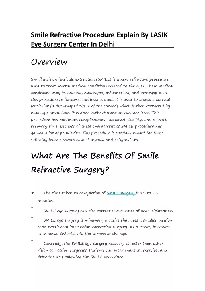 PPT - Smile Refractive Procedure Explain PowerPoint Presentation, free ...