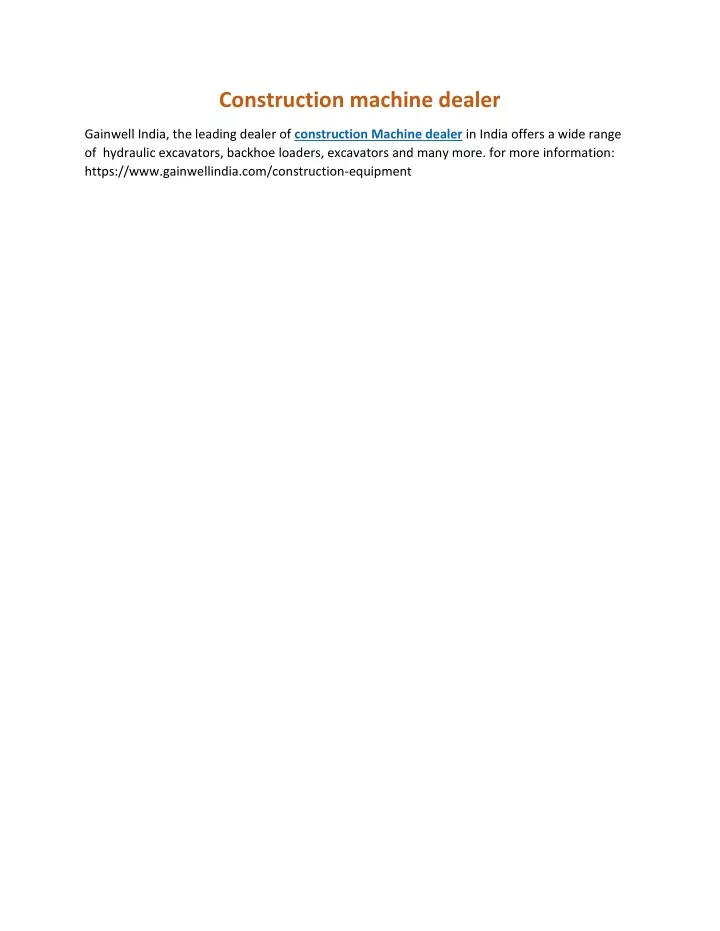 PPT - Construction machine dealer PowerPoint Presentation, free ...