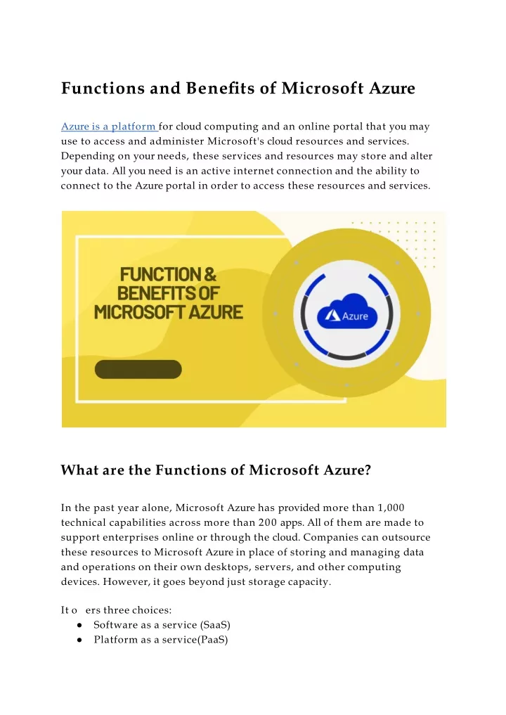 Ppt Functions And Benefits Of Microsoft Azure Powerpoint Presentation