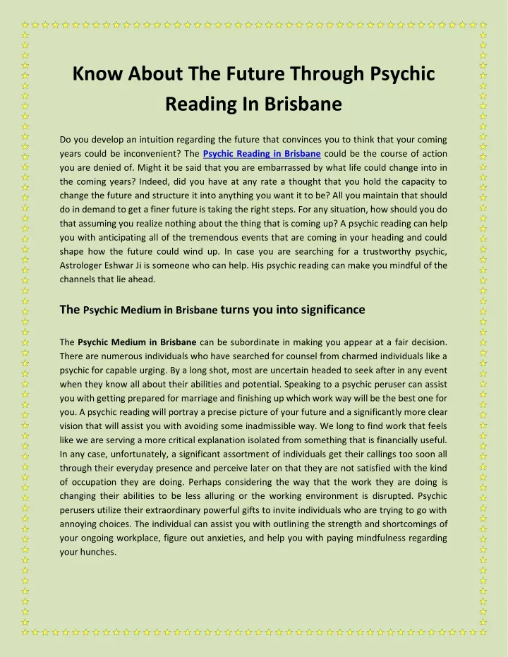 PPT - Know About The Future Through Psychic Reading In Brisbane ...
