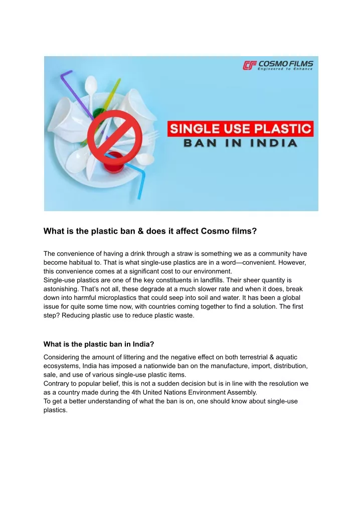 PPT - What is the plastic ban & does it affect Cosmo films PowerPoint ...