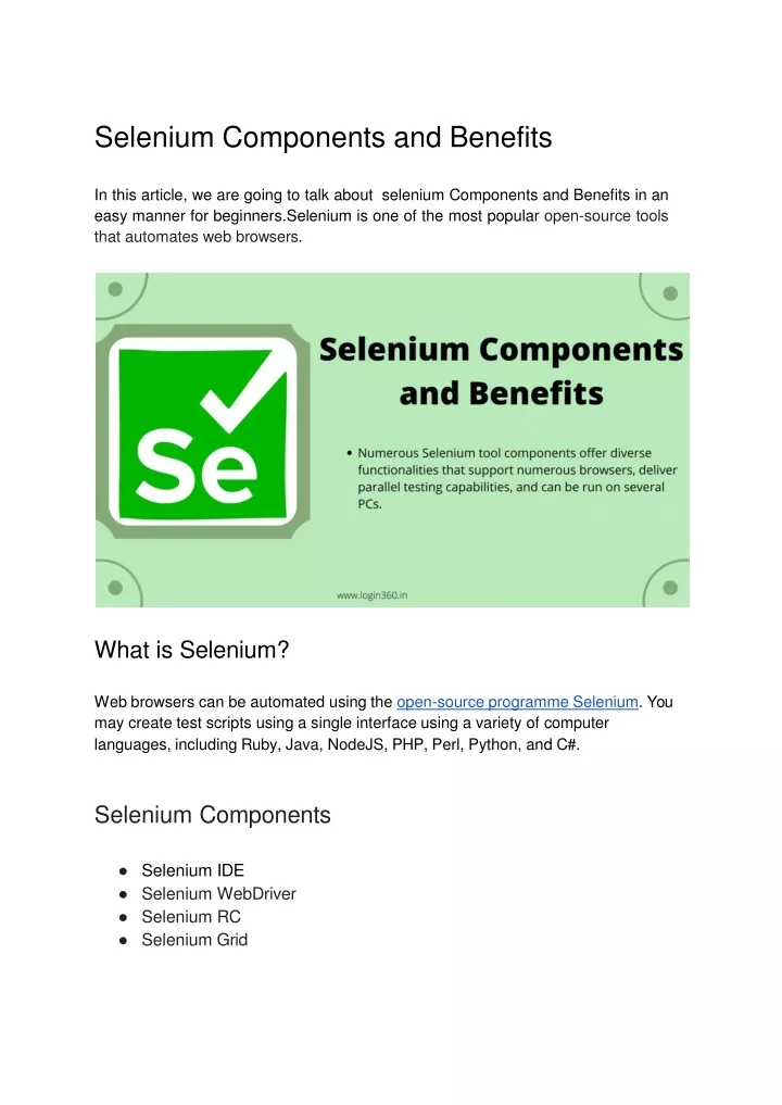 Ppt Selenium Components And Benefits Powerpoint Presentation Free Download Id11487009