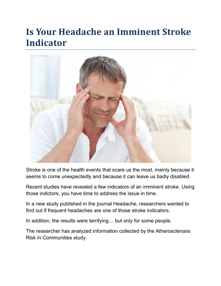 PPT - Is Your Headache an Imminent Stroke Indicator PowerPoint ...