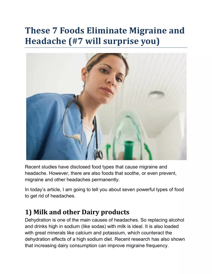 Ppt These 7 Foods Eliminate Migraine And Headache 7 Will Surprise You Powerpoint