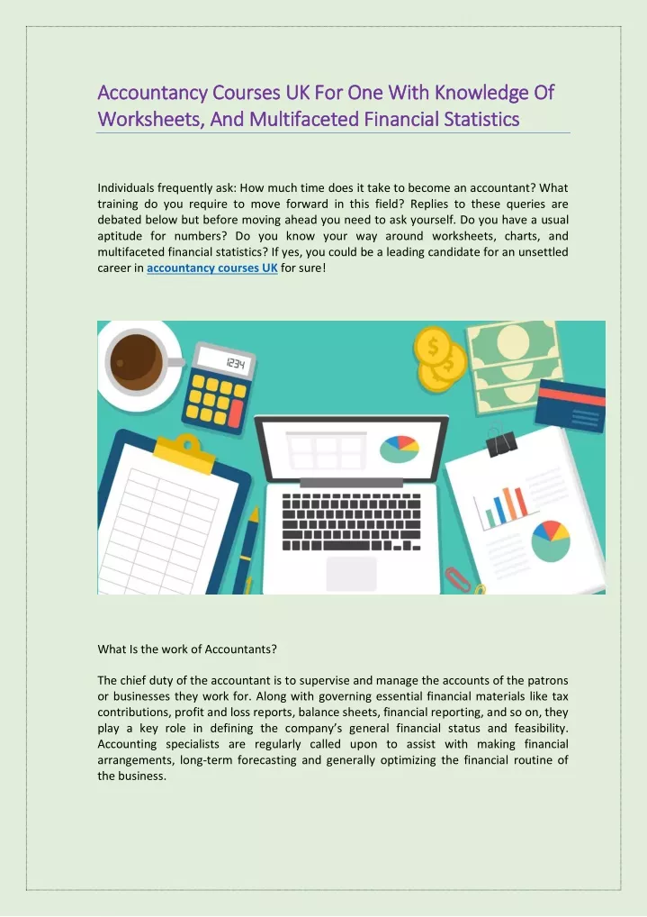 PPT - Accountancy Courses UK For One With Knowledge Of Worksheets, And ...