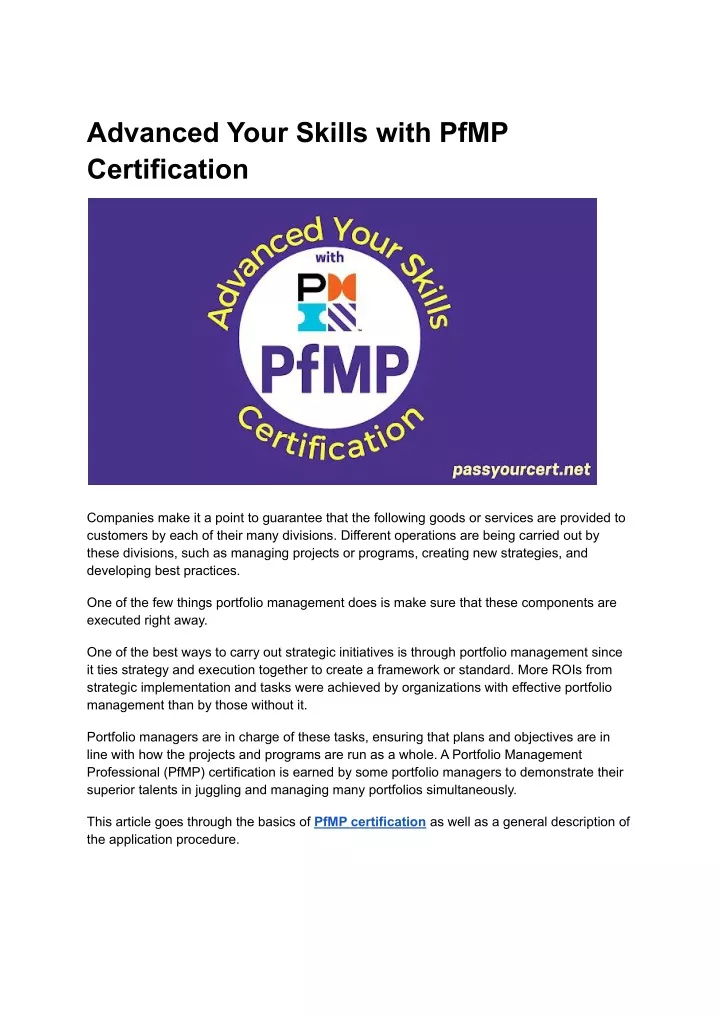 PPT - Advanced Your Skills with PfMP Certification PowerPoint ...