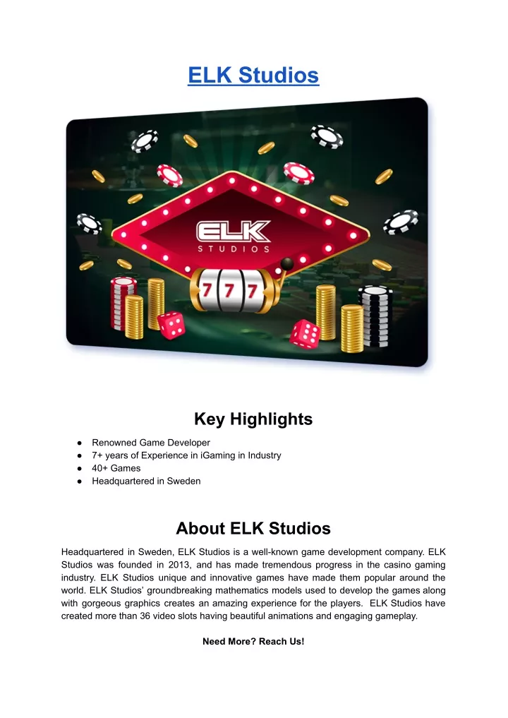 PPT - ELK Studios-Casino Game Provider PowerPoint Presentation, free ...