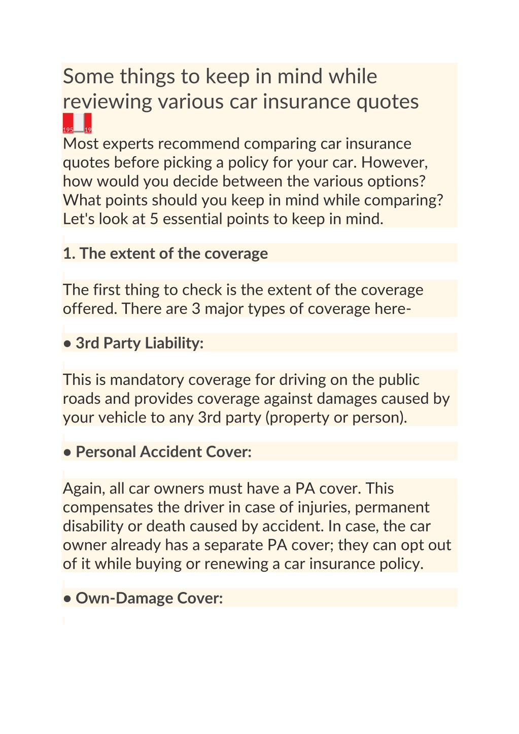 PPT - 5 things to keep in mind while reviewing various Car Insurance ...