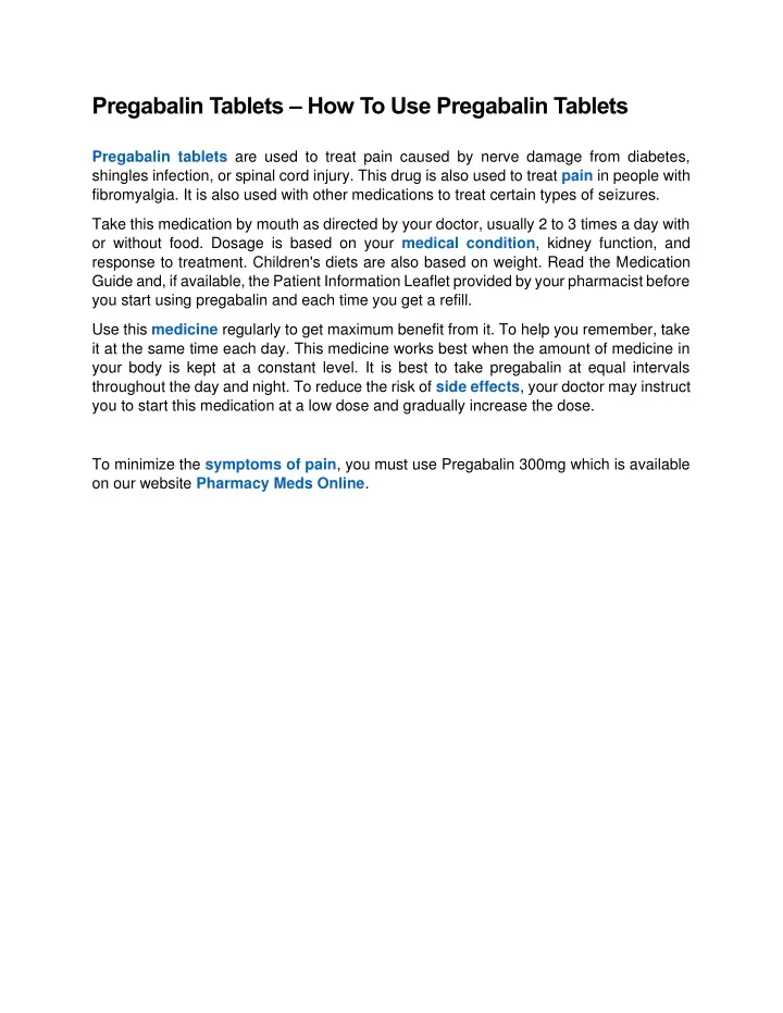 PPT - Pregabalin Tablets – How To Use Pregabalin Tablets PowerPoint ...