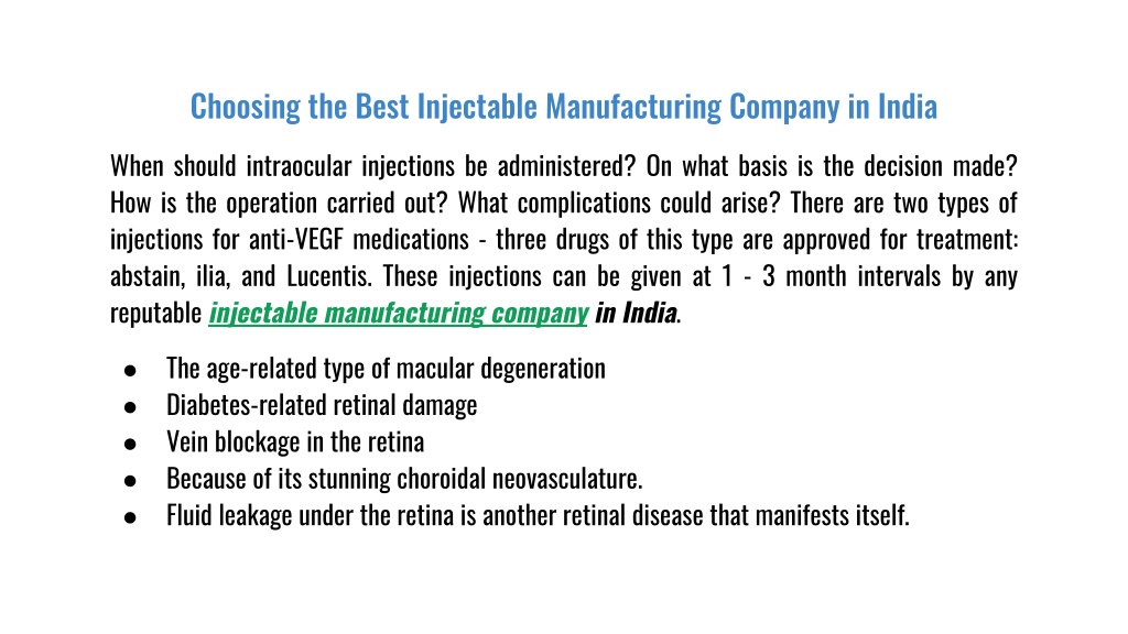 PPT - Injectable Manufacturing Company in India | Mondove Biotech ...