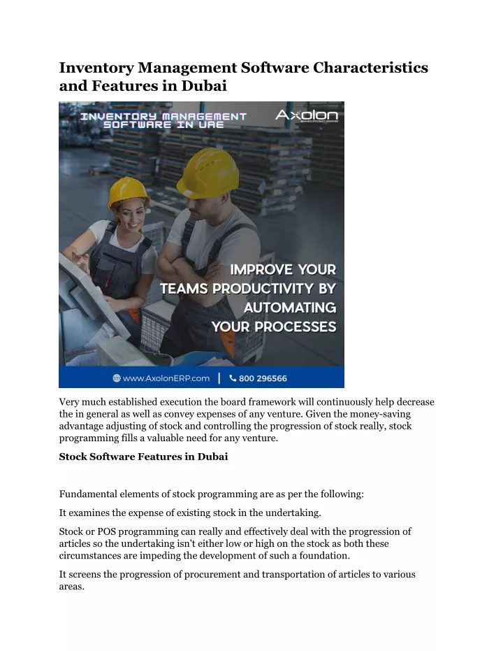 PPT - Inventory Management Software Characteristics and Features in ... PPT - Inventory Management Software Characteristics and Features in ...