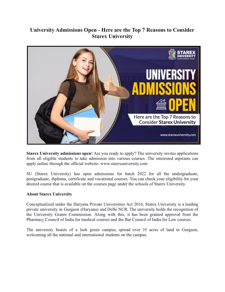 PPT - University Admissions Open - Here are the Top 7 Reasons to ...