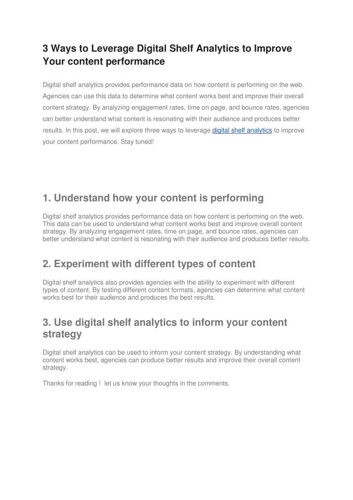 PPT - 3 Ways to Leverage Digital Shelf Analytics to Improve Your ...