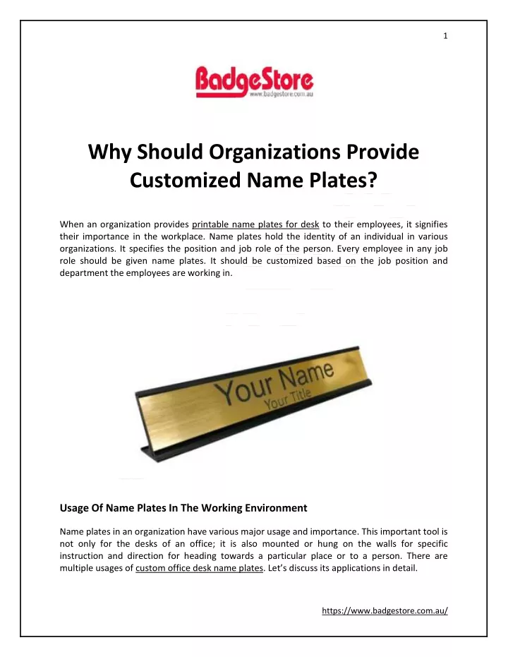 PPT - Why Should Organizations Provide Customized Name Plates ...