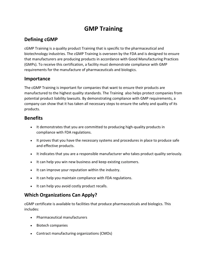 PPT - GMP Training PowerPoint Presentation, free download - ID:11500210 PPT - GMP Training PowerPoint Presentation, free download - ID:11500210