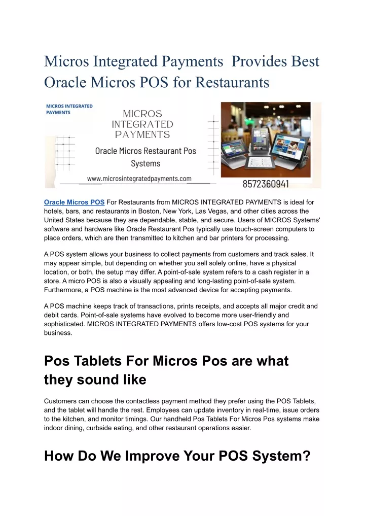 PPT - Micros Integrated Payments Provides Best Oracle Micros POS for ...