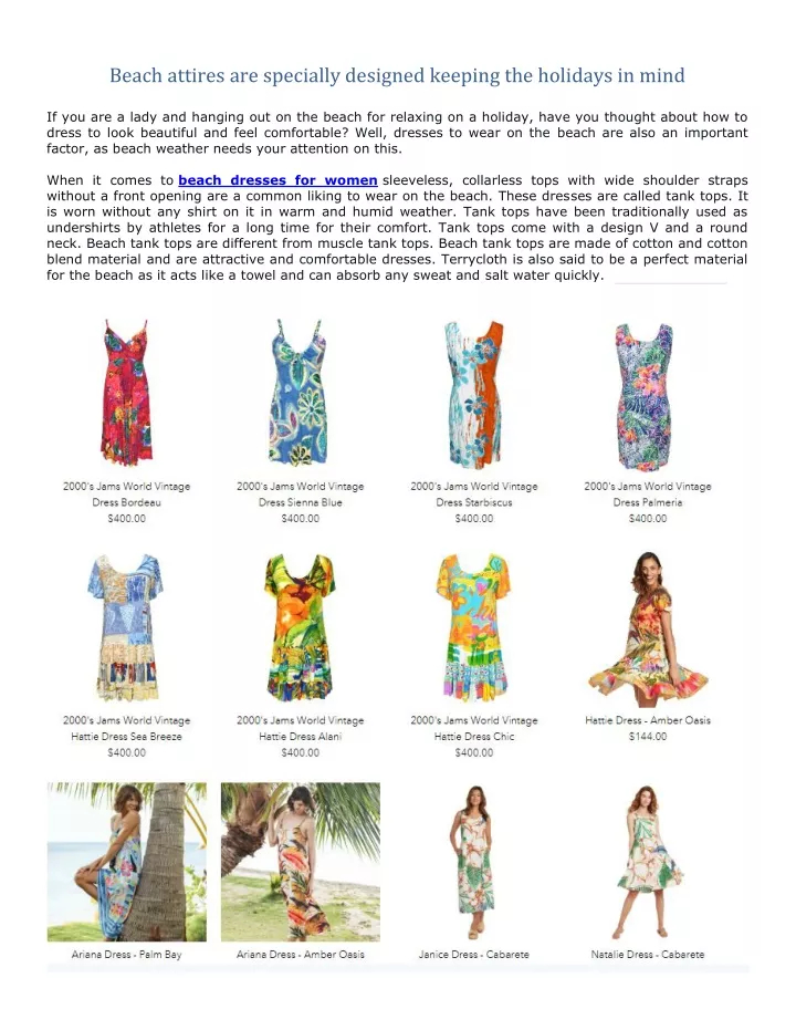 PPT - Beach attires are specially designed keeping the holidays in mind ...