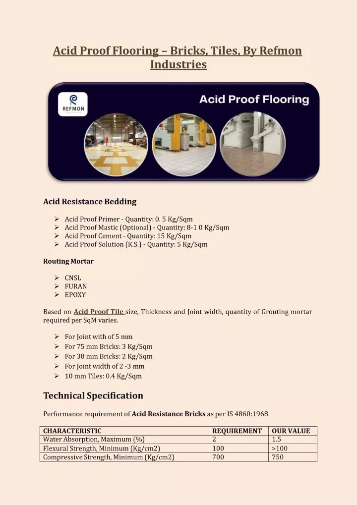 PPT - Acid Resistant Flooring Procedure for Laying & Technical ...
