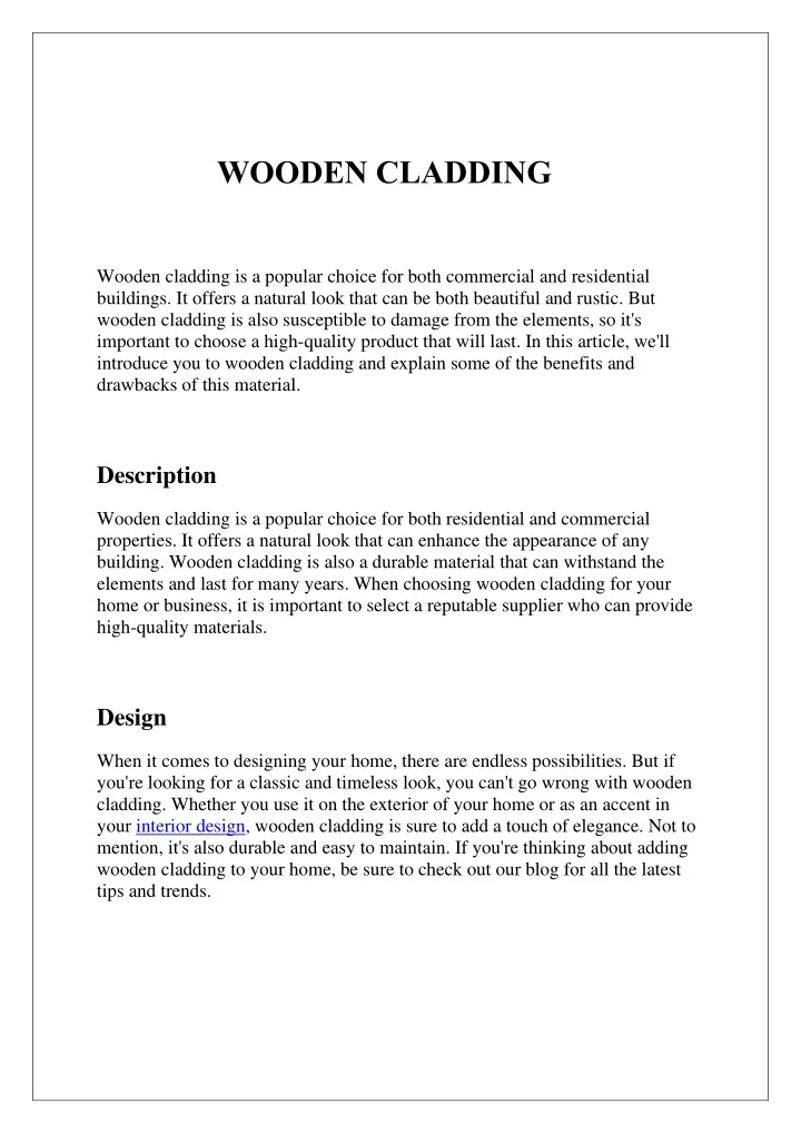 PPT - WOODEN CLADDING PowerPoint Presentation, free download - ID:11503405