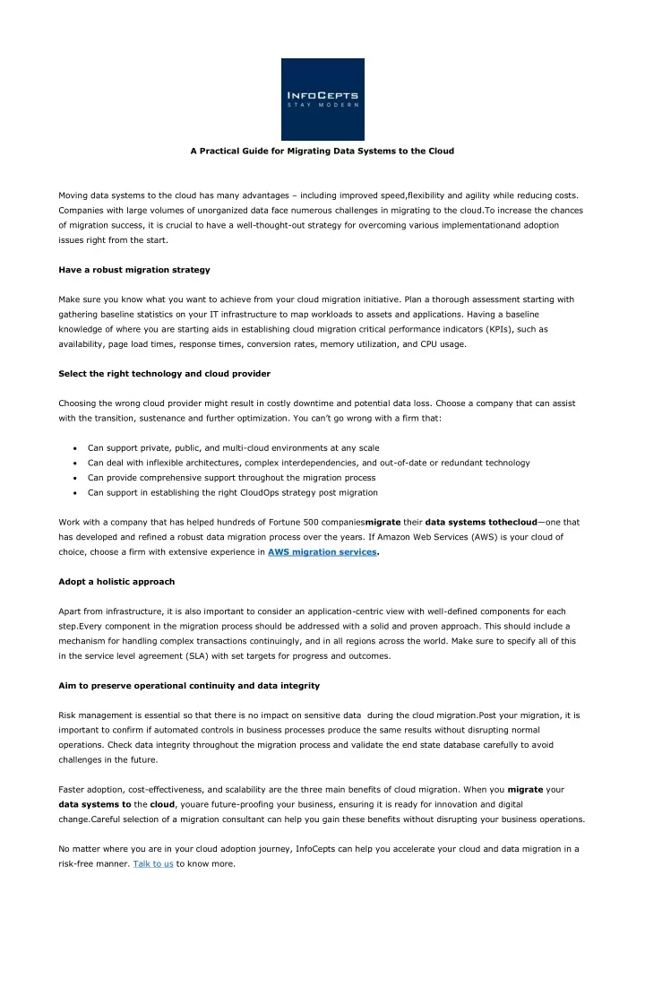 PPT - A guide to migrating data systems to cloud PowerPoint ... PPT - A guide to migrating data systems to cloud PowerPoint ...