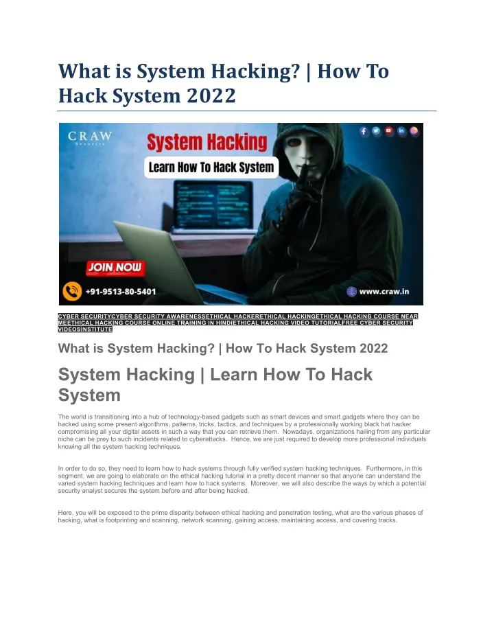 PPT - What is System Hacking How To Hack System 2022 PowerPoint ...
