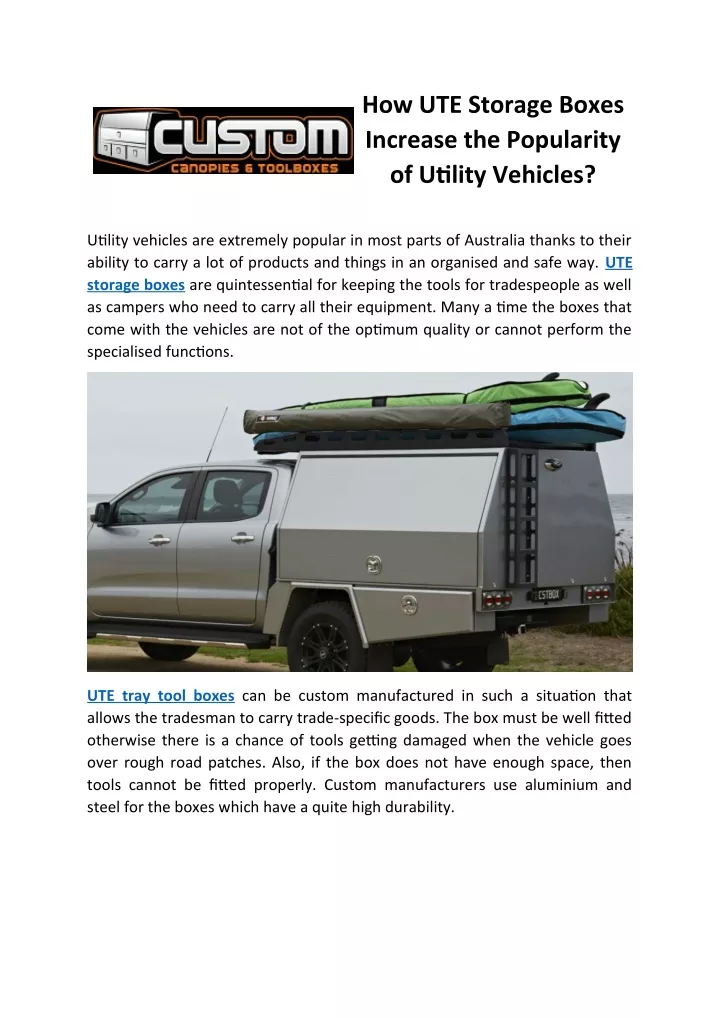 PPT - How UTE Storage Boxes Increase the Popularity of Utility Vehicles ...