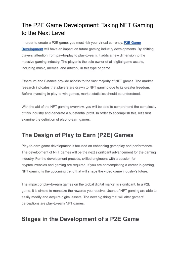 PPT - The P2E Game Development_ Taking NFT Gaming to the Next Level PowerPoint Presentation - ID ...
