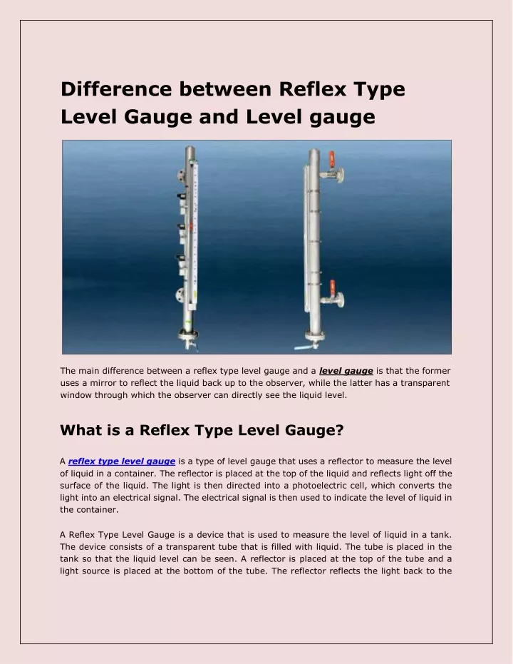 PPT - Reflex Type Level Gauge and Level gauge PowerPoint Presentation ...